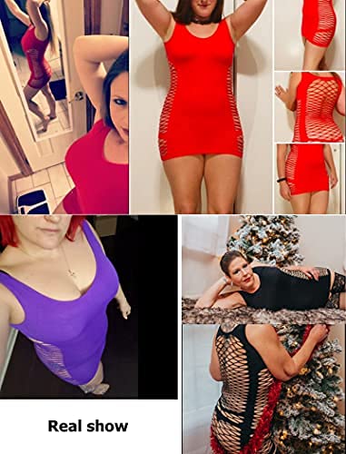 Avidlove Women's Fishnet Lingerie Mesh Chemise Babydoll Mini Dress Bodysuit Dark Blue Small