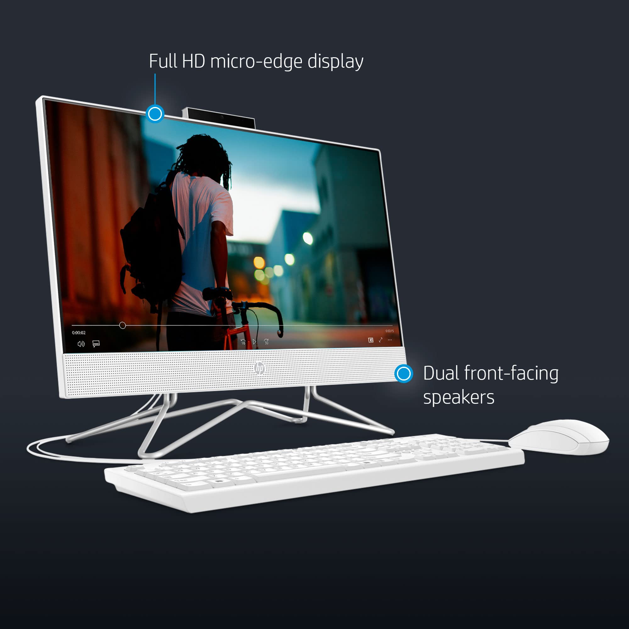 HP 2022 Newest 22-inch FHD All-in-One Desktop Computer Dual-Core AMD Athlon Silver 3050U 8GB DDR4 RAM NVMe M.2 512GB SSD DVD WiFi AC BT RJ45 Webcam Windows 10 Pro White w/RE USB3.0 Flash Drive