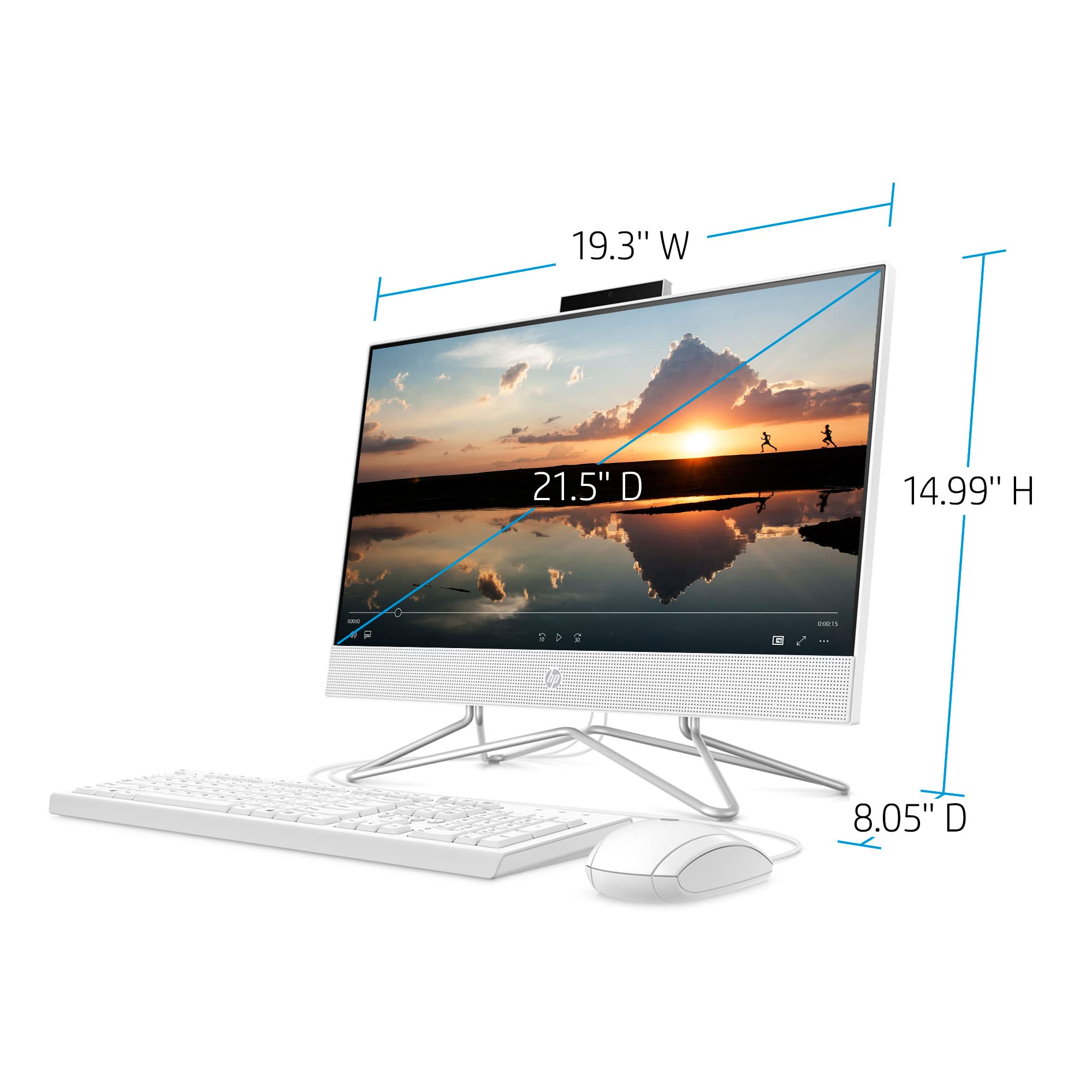 HP 2022 Newest 22-inch FHD All-in-One Desktop Computer Dual-Core AMD Athlon Silver 3050U 8GB DDR4 RAM NVMe M.2 256GB SSD DVD WiFi AC BT RJ45 Webcam Windows 10 Pro White w/RE USB3.0 Flash Drive