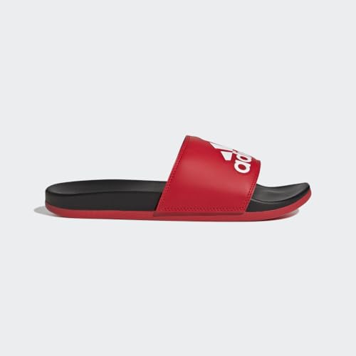 adidas Unisex Adilette Comfort Slide Sandal, Vivid Red/Black/White, 11 US Women