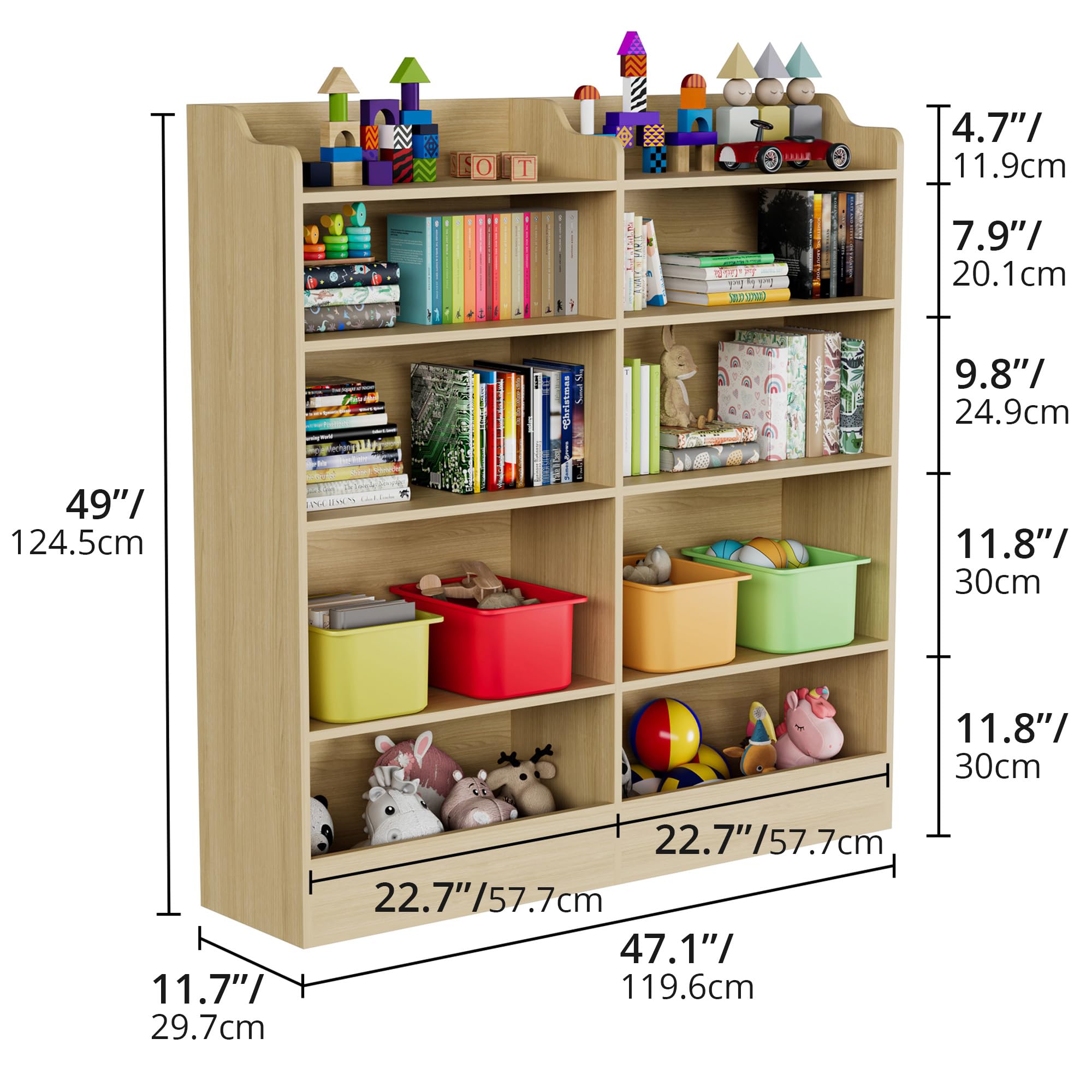 Cozy Castle 5 Tier Bookshelf, 10 Cube Toy Storage Organizer, Toddler Bookcase Storage Cabinet for Playroom, Bedroom, Kids Room, Reading Nook, Nursery