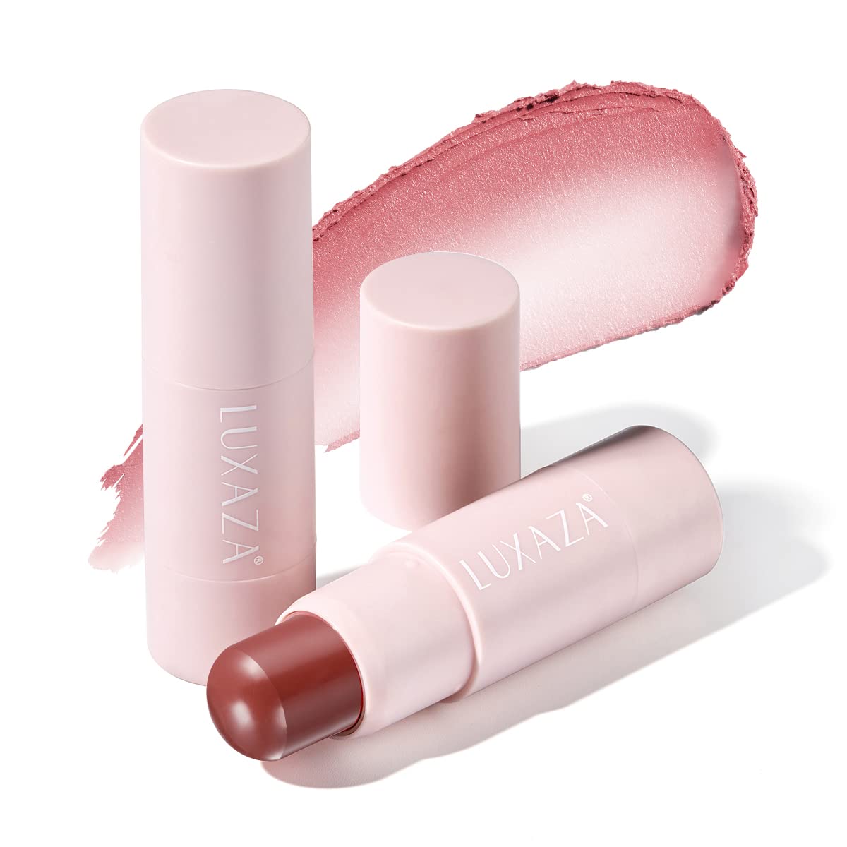 LUXAZA Cream Blush Stick Makeup for Cheeks, Natural Matte Lip and Cheek Makeup Stick Wand for Mature Skin, Lightweight Dewy Finish Creme Blush for Girls and Women #03B Magenta-Pink
