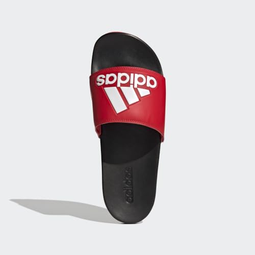 adidas Unisex Adilette Comfort Slide Sandal, Vivid Red/Black/White, 11 US Women