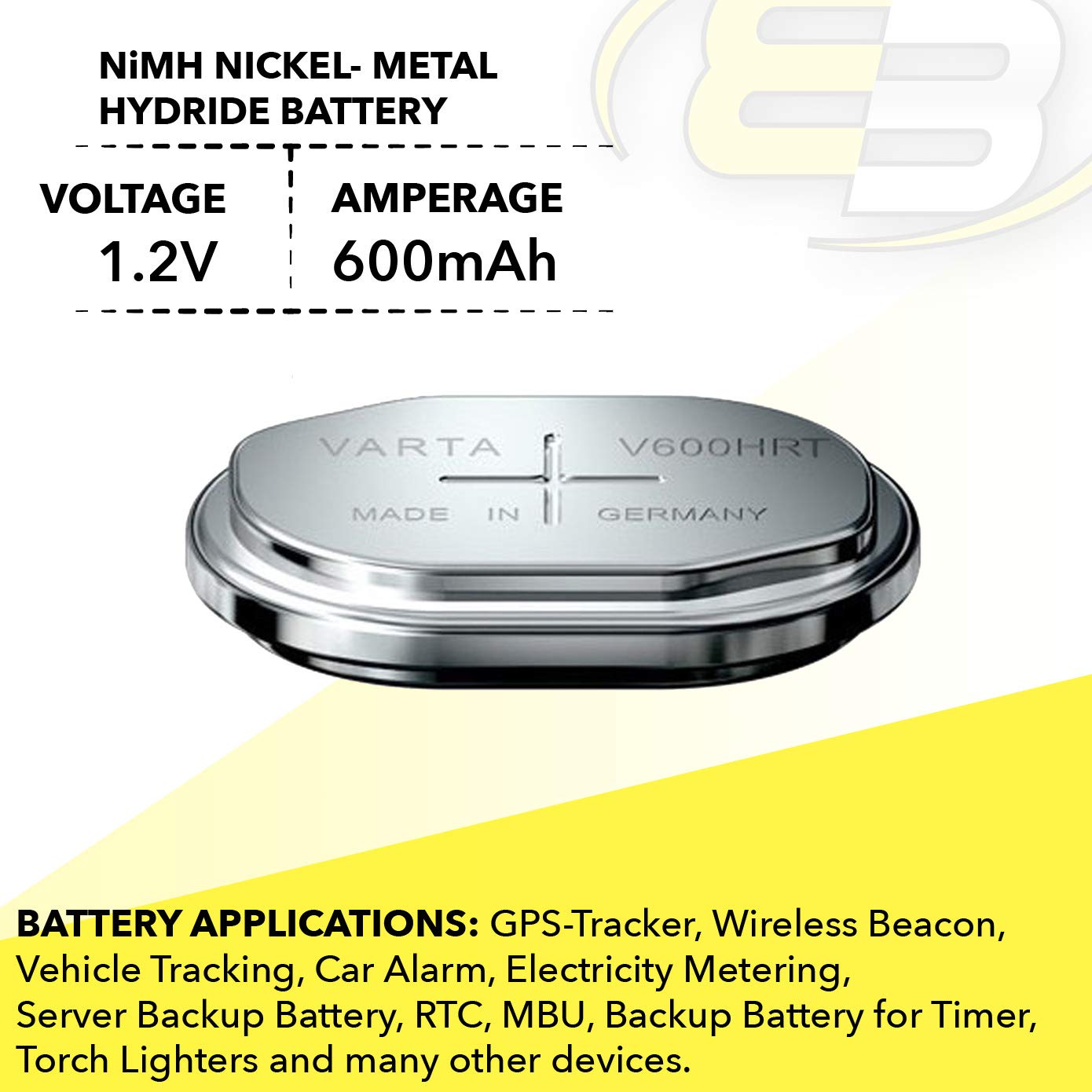 1.2V 600mAh Battery For Flashlight Lamp in 2007-2018 Jeep Compass, 2007-2018 Jeep Patriot, 2011-2018 Jeep Grand Cherokee Replaces 5183454AA