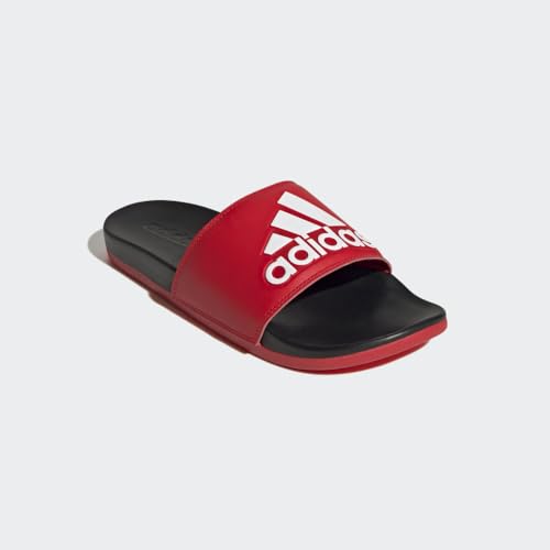 adidas Unisex Adilette Comfort Slide Sandal, Vivid Red/Black/White, 11 US Women