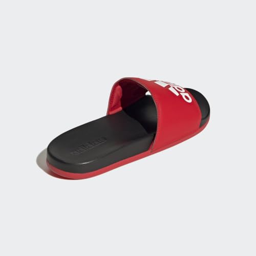 adidas Unisex Adilette Comfort Slide Sandal, Vivid Red/Black/White, 11 US Women