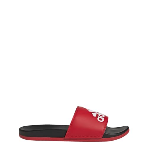 adidas Unisex Adilette Comfort Slide Sandal, Vivid Red/Black/White, 11 US Women