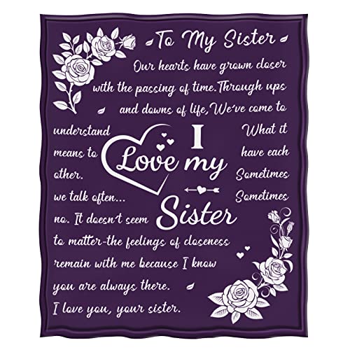 Jekeno Sisters Gifts from Sister Blanket, Sister Throw Blanket for Bed Couch 50"x60"
