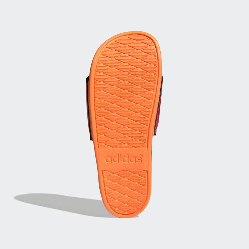 adidas Women's Adilette Comfort Slide Sandal, Signal Orange/Signal Orange/Vivid Berry, 6