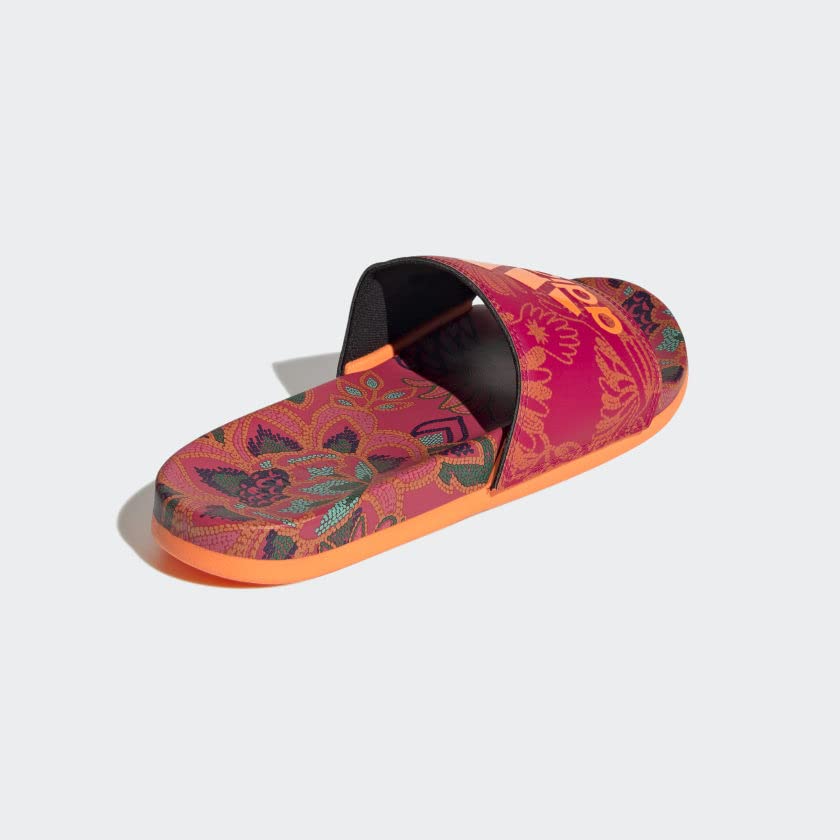 adidas Women's Adilette Comfort Slide Sandal, Signal Orange/Signal Orange/Vivid Berry, 6