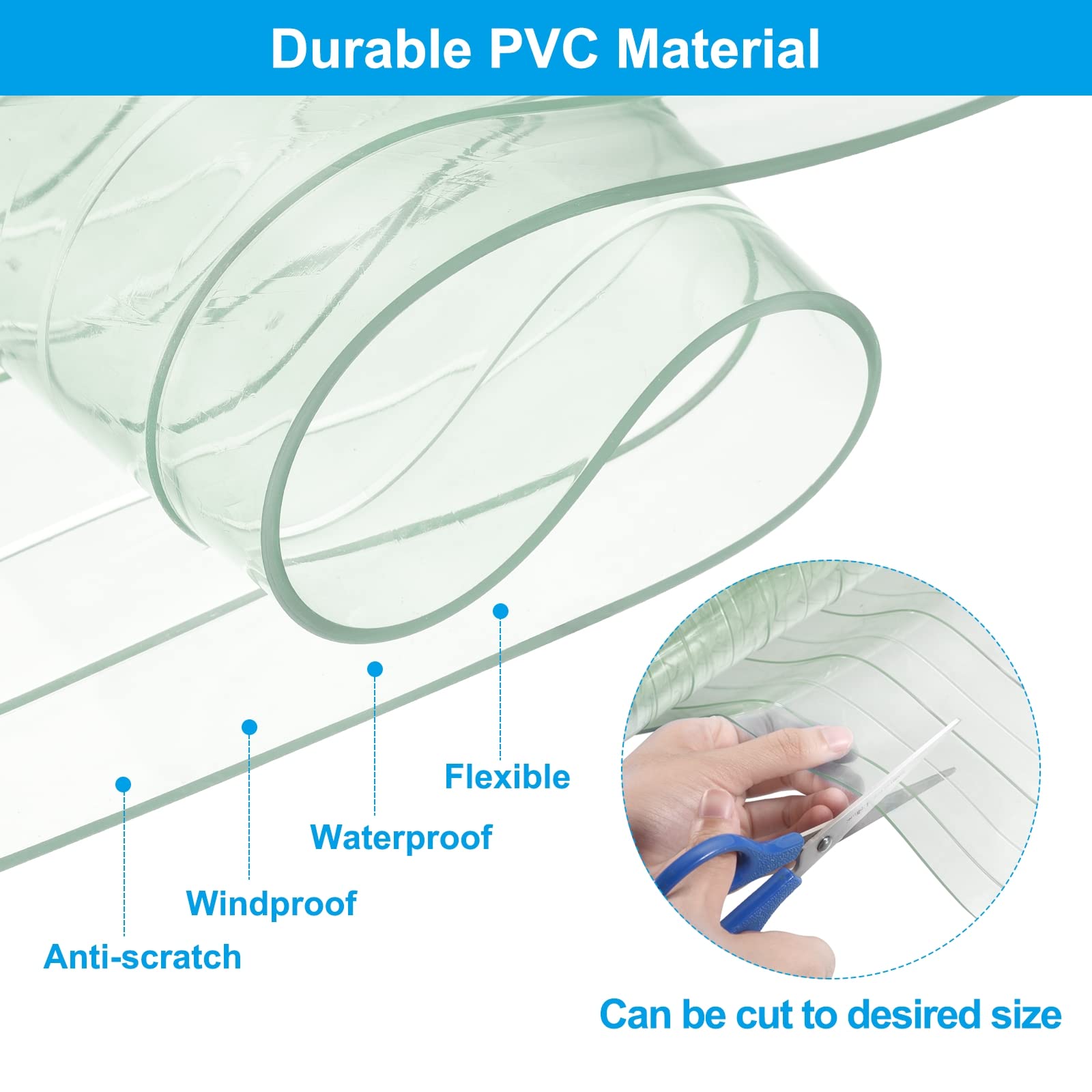 PATIKIL 6.8' x 7.5" Plastic Vinyl Strip Curtain, Clear PVC Freezer Curtain with Mounting Bracket for Walk-in Freezer Coolers Door Warehouse, Transparent