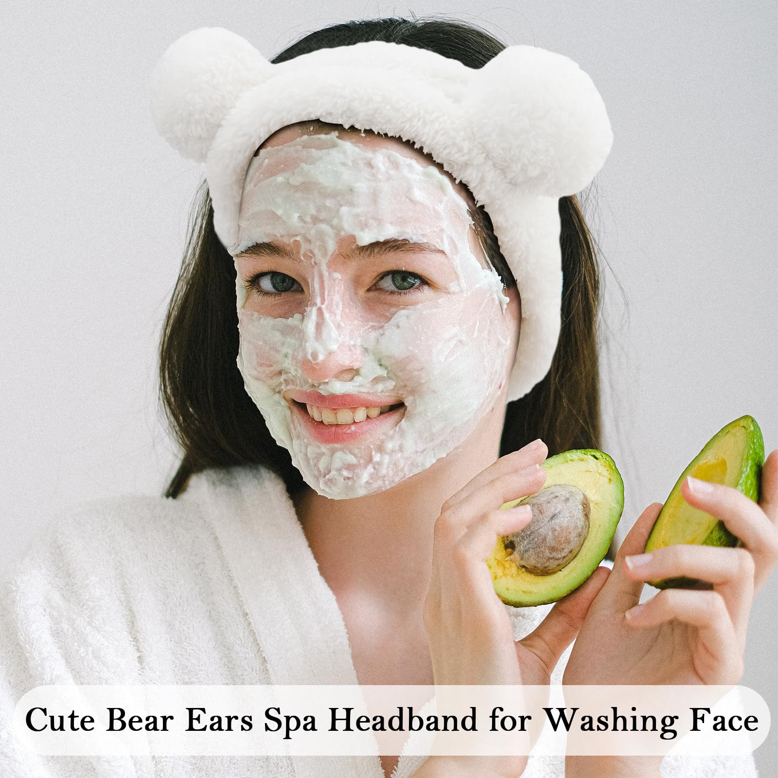 Ondder 2 Pcs Bear Ears Skincare Headbands - Black & White Spa Headbands for Makeup, Cosmetic, Spa & Party