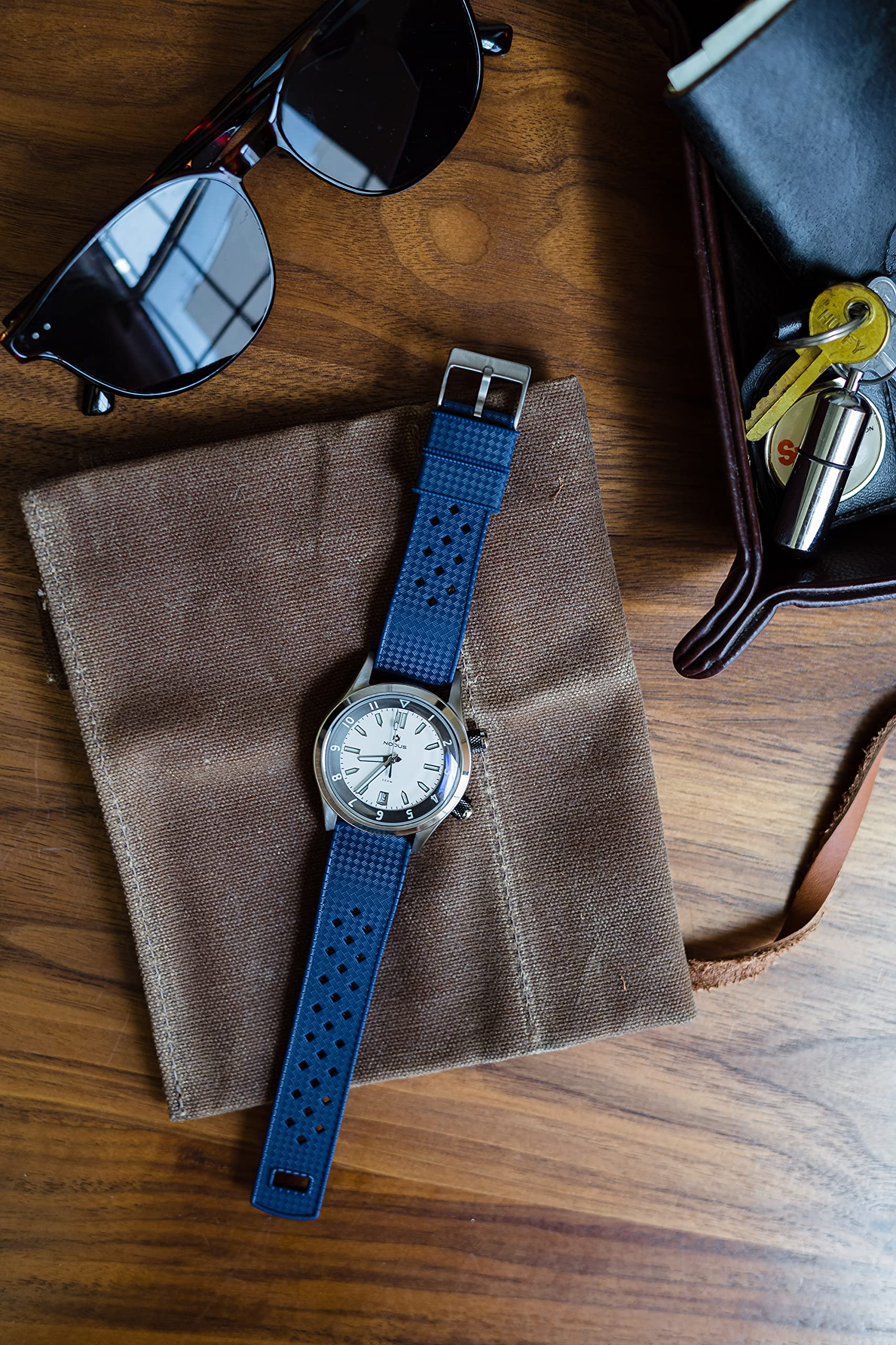 BARTON WATCH BANDS, 24mm Navy Blue - Tropical-Style Watch Bands - Quick Release - Choose Strap Color & Width