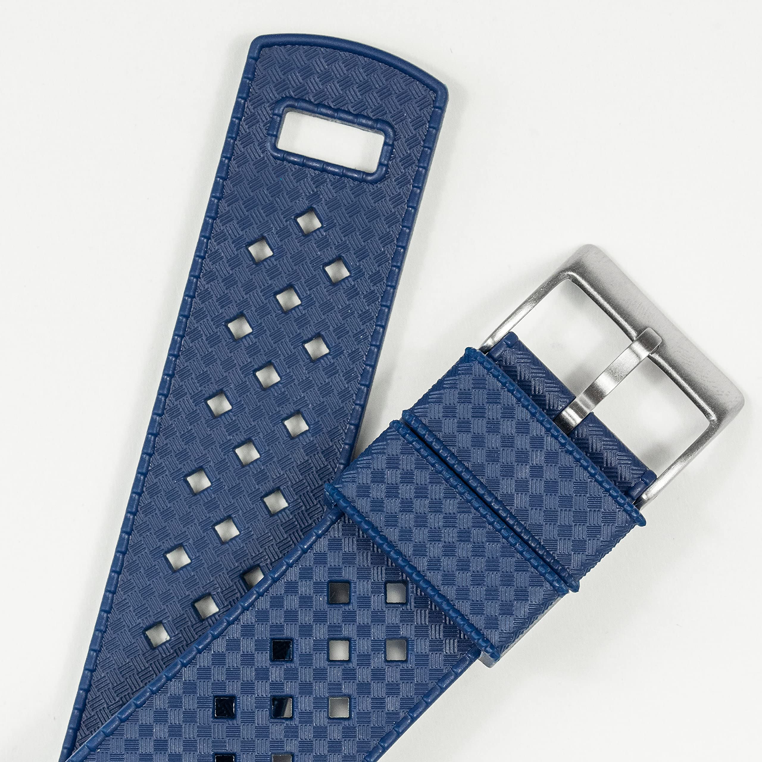 BARTON WATCH BANDS, 24mm Navy Blue - Tropical-Style Watch Bands - Quick Release - Choose Strap Color & Width