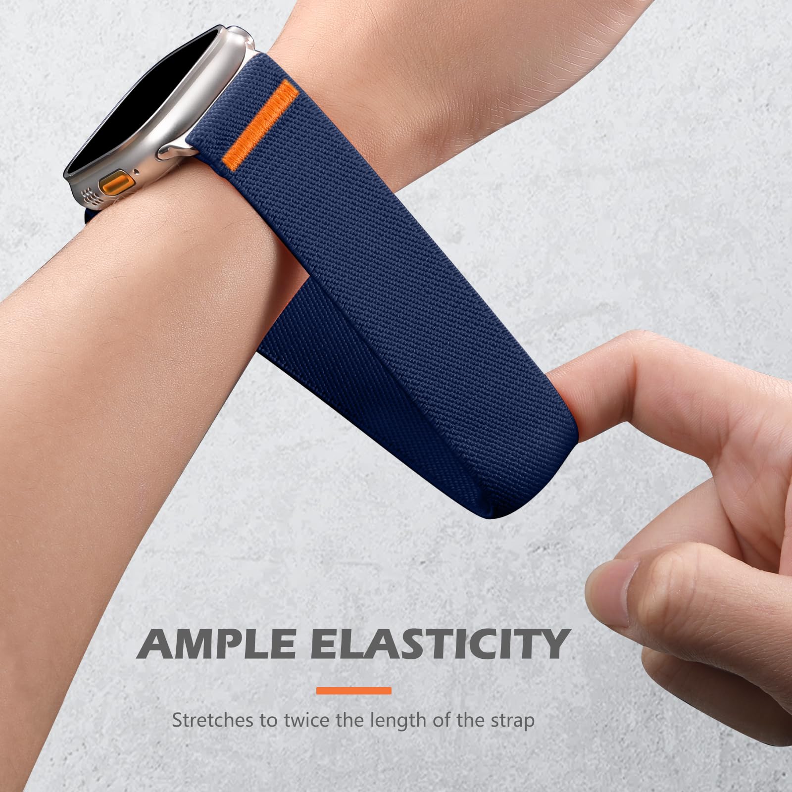 SNBLK Elastic Sport Bands Compatible with Apple Watch Ultra 2 Band/Ultra Band 49mm, iWatch Series 10/9/8/7/6/5/4/3/2/1/SE 42mm/44mm/45mm/46mm/49mm Stretchy Nylon Solo Loop Wide Replacement Strap Men Women