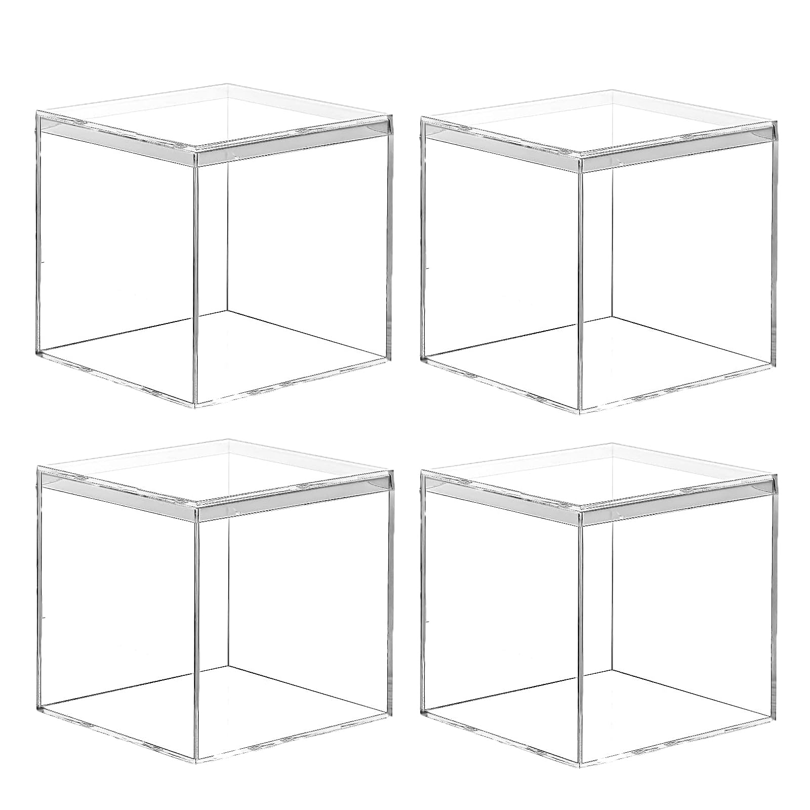 Copzievkae 4 Pack Clear Acrylic Boxes - 3.9x3.9x3.9 Inch, Display, Storage Box for Candy Jewelry
