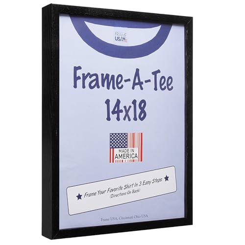 Frame USA Frame-A-Tee, Pack of 3 Real Wood T-Shirt Frames for Large and XL Shirts (14x18, Black), Includes Styrene, Made in America