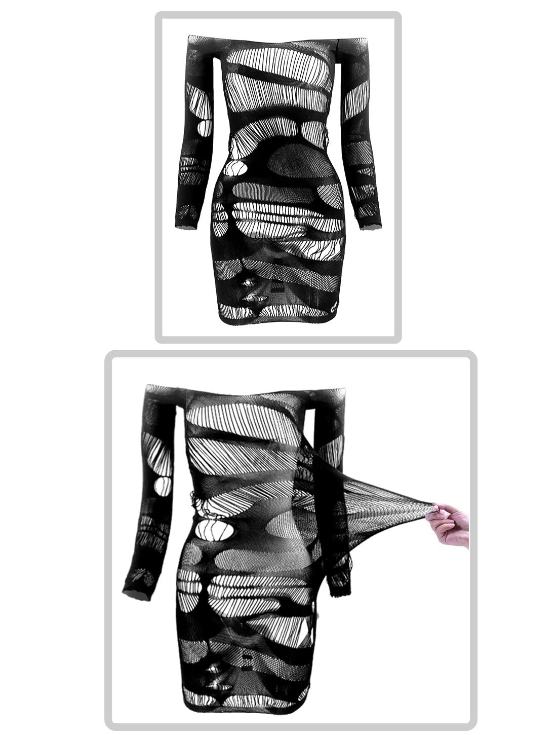 LEMON GIRL 6 Pieces Women's Fishnet Lingerie Top Mesh Babydoll Chemises Dress General Size