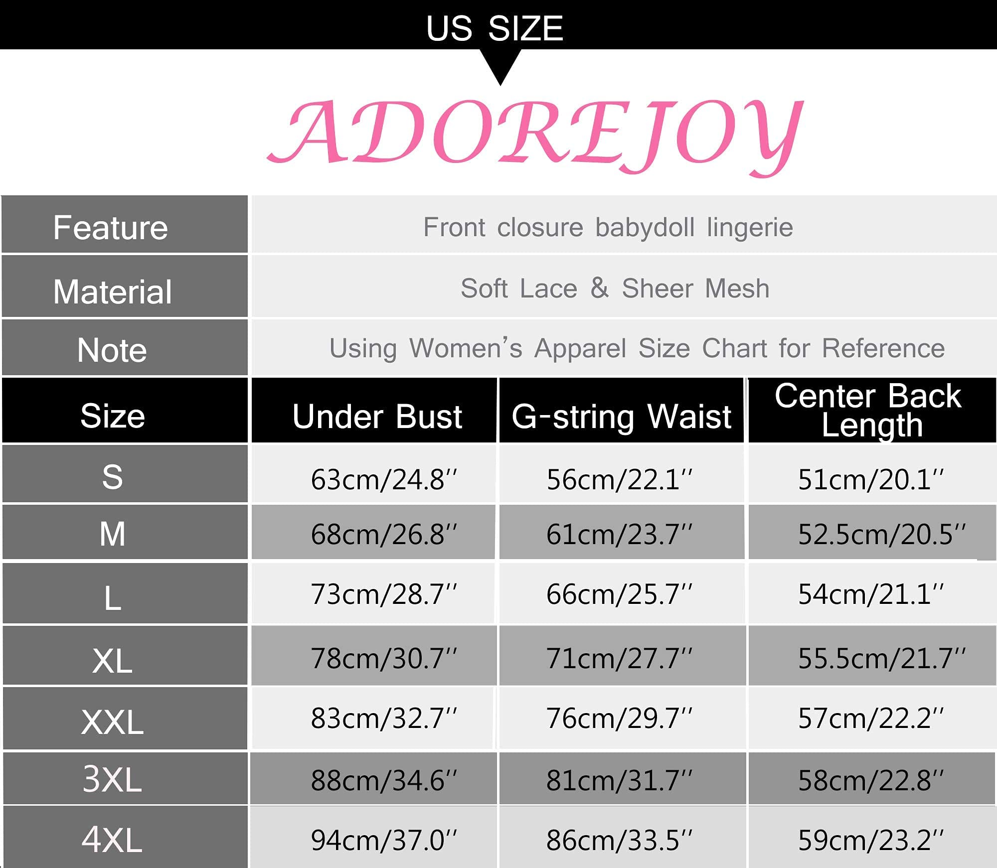ADOREJOY Lingerie for Women Front Closure Babydoll Lace Chemise V Neck Mesh Sleepwear (Light Blue,L)