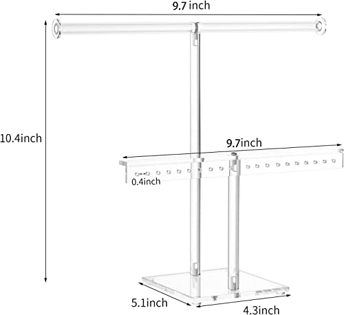 HIIMIEI Jewelry Stand Organizer 2 tier Acrylic tabletop Jewelry Tower Display for Necklaces Bracelets Earrings