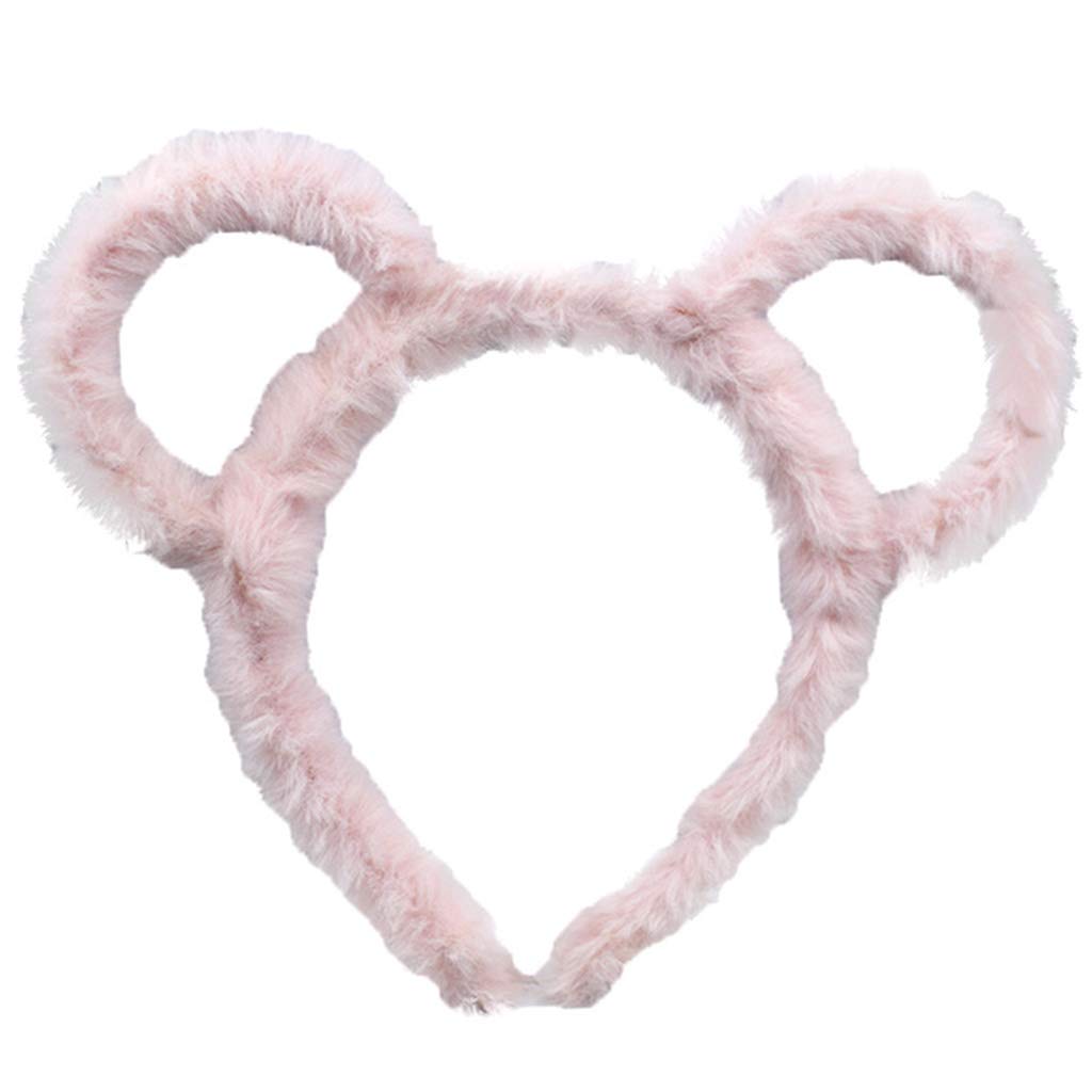 Women Winter Thick Plush Headband Round Mouse Bear Ears Makeup Hair Hoop Bandana Barrettes Black Girls