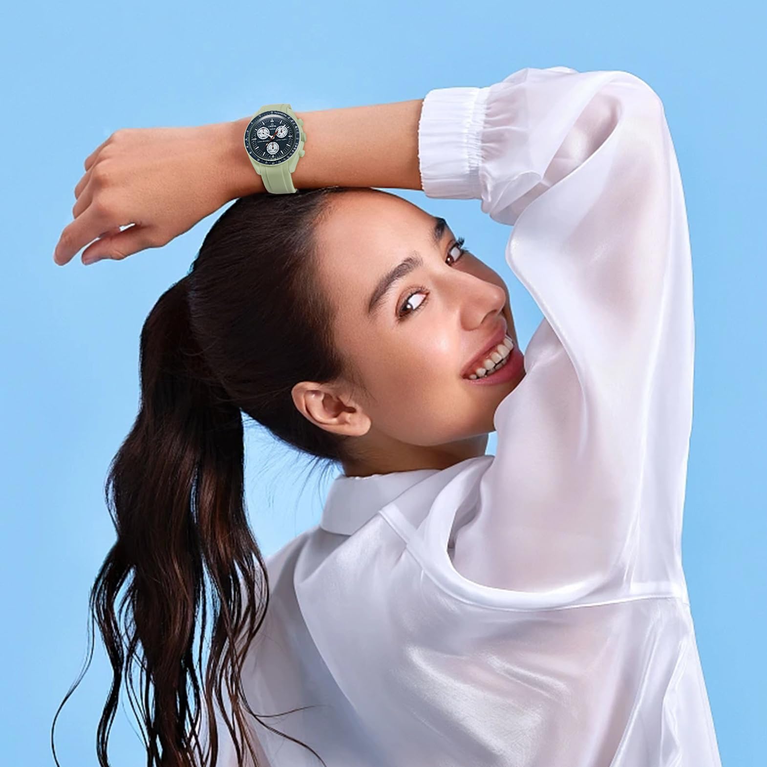 Tovimall Bands for Moonswatch Watch,Curved No Gap Silicone Strap,Compatible with Omega X Swatch Moonswatch Speedmaster 20mm Watch