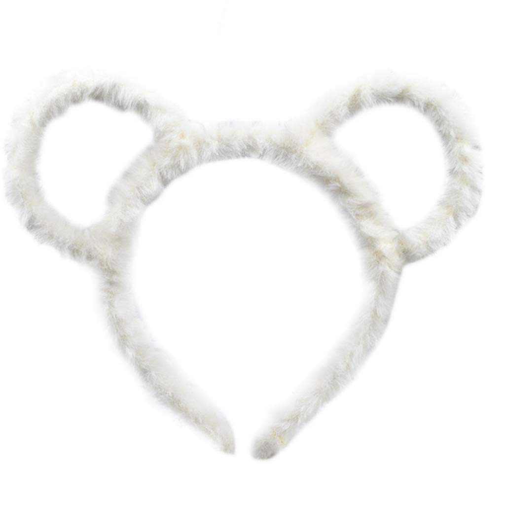 Women Winter Thick Plush Headband Round Mouse Bear Ears Makeup Hair Hoop Bandana Barrettes Black Girls