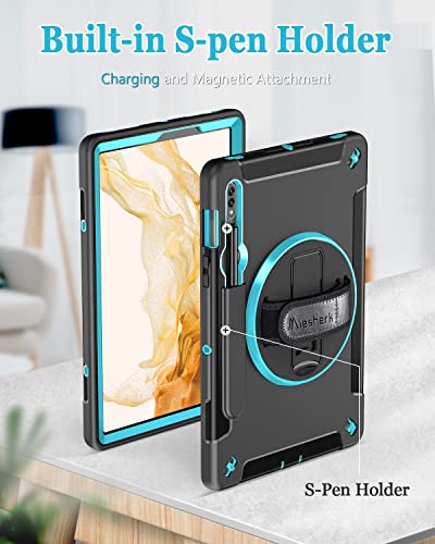 Case for Samsung Tab S7/S8 11 Inch 2022: Military Grade Shockproof Protective TPU Cover for Galaxy Tablet S7 11 Inch 2020 W/Stand - Handle - Shoulder Strap - S-Pen Holder -Mint Green