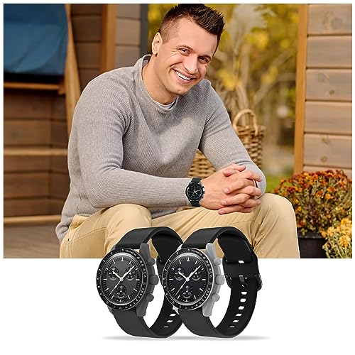 Ritche Christmas Gift 20mm Sports Silicone Moonswatch Band for Men Omega Swatch Strap Replacement band for Speedmaster/Rolex/Seiko Mission to the Moon/Mercury, White Elephant Gifts, Stocking Stuffers for Men