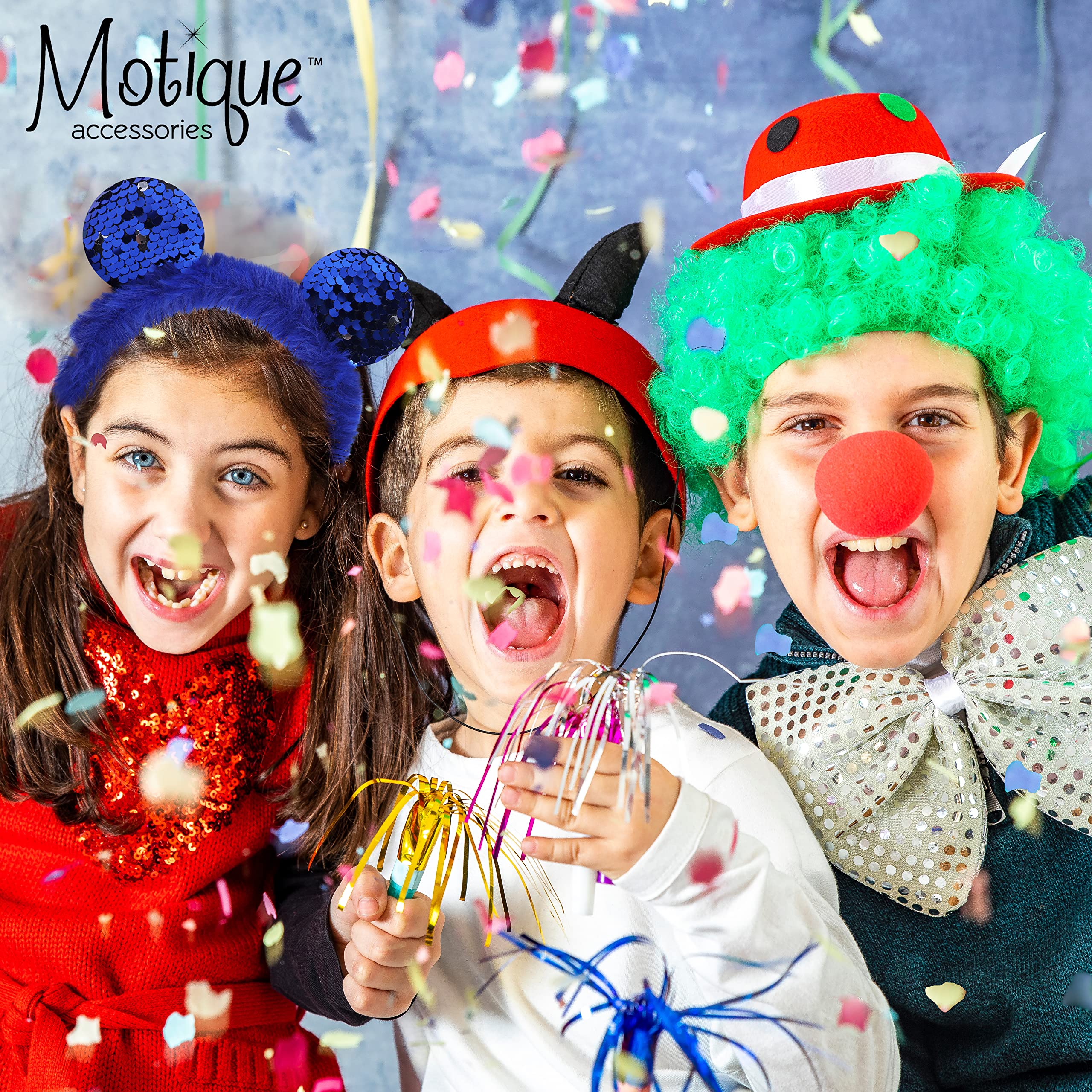 Motique Accessories Fur Mouse Ears Headband with Reversable Sequins for Women and Girls- Hot Pink