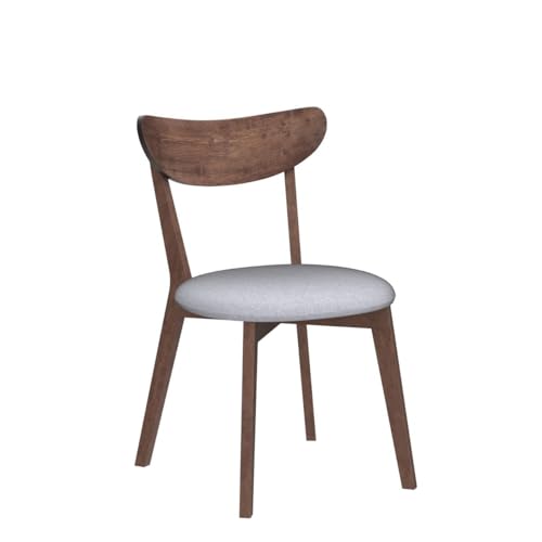 ERGOMASTER Dining Chairs, Set of 2 Walnut Wood Chairs with Curved Back for Home, Kitchen, Dining Room, Restaurant
