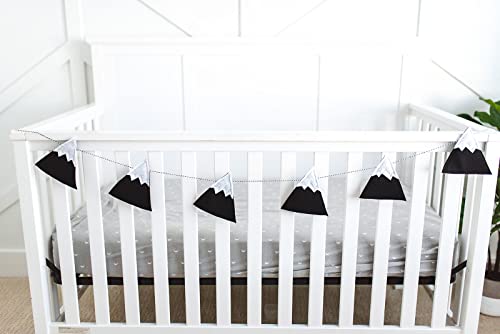 ELLA & MAX Kids Nursery Decor Mountain Garland Banner Black Felt Bunting, Woodland Theme Nursery, Rustic Nursery Decor. Handmade in USA.