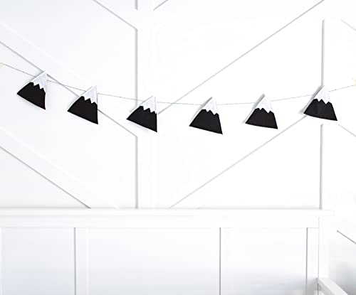 ELLA & MAX Kids Nursery Decor Mountain Garland Banner Black Felt Bunting, Woodland Theme Nursery, Rustic Nursery Decor. Handmade in USA.