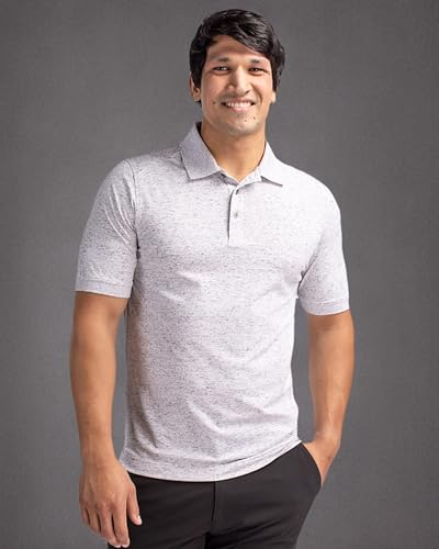 Cutter & Buck Men's Drytec Cotton+ Jersey 35+ UPF Advantage Space Dye Polo Shirt, Elemental Grey, 2X Big