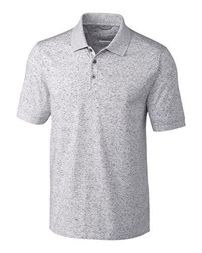 Cutter & Buck Men's Drytec Cotton+ Jersey 35+ UPF Advantage Space Dye Polo Shirt, Elemental Grey, 2X Big