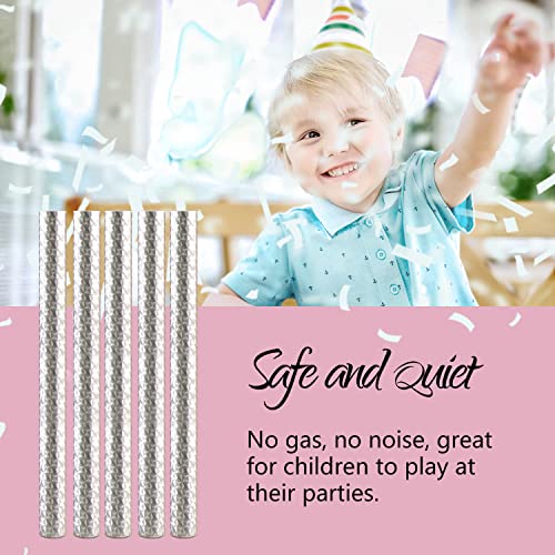 Battife 7Pack White Confetti Wands, Confetti Shoot Poppers, Tissue Paper Confetti Flick Flutter Sticks for Wedding Celebrations Anniversary Birthday Party, 14 Inch