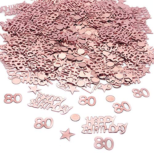 YouU Happy Birthday Party Table Confetti - Twinkle Stars Foil Metallic Sequins Confetti and Special Events Table Scatters Decorations Confetti Decorations about 700pcs（Rose gold） (80 years old)