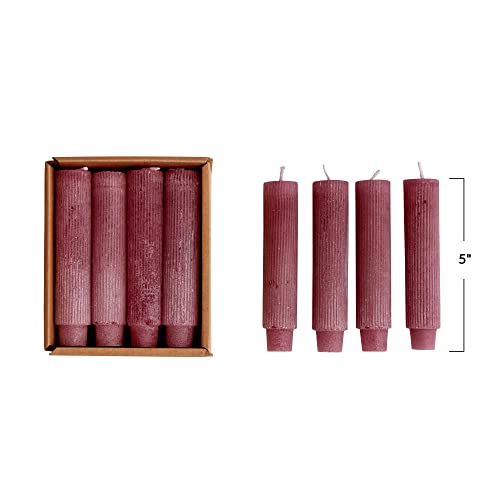 Creative Co-Op Unscented Pleated Taper Box, Powder Finish, Set of 12, Cabernet Candles, 1" L x 1" W x 5" H, Purple
