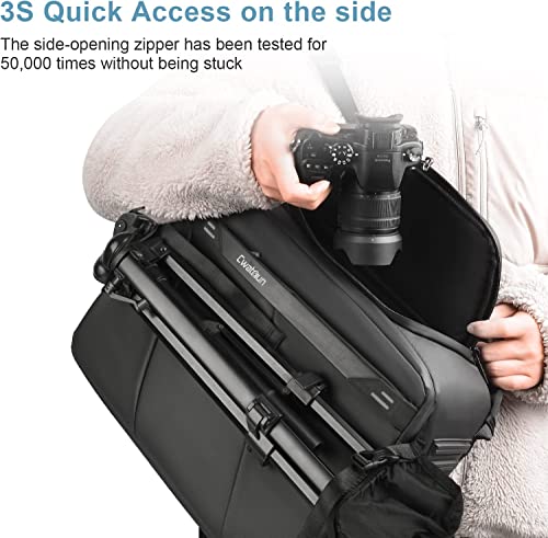 Cwatcun Professional Camera Backpack - Waterproof DSLR/SLR/Mirrorless Camera Case - Compatible with Sony, Canon, Nikon - Ipad, 15.6in Laptop, Tripod Accessories - Black