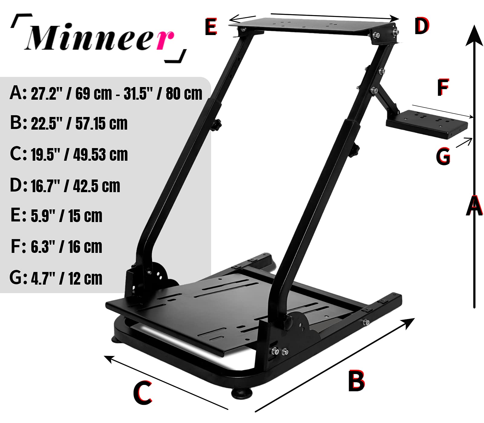 Minneer Steering Racing Wheel Stand Fit for Logitech G25, G29, G920, G923, Thrustmaster TMX, t80, Fanatec, PS4, PC Gaming Simulator Cockpit Wheel, Pedal & Shifters Not Included