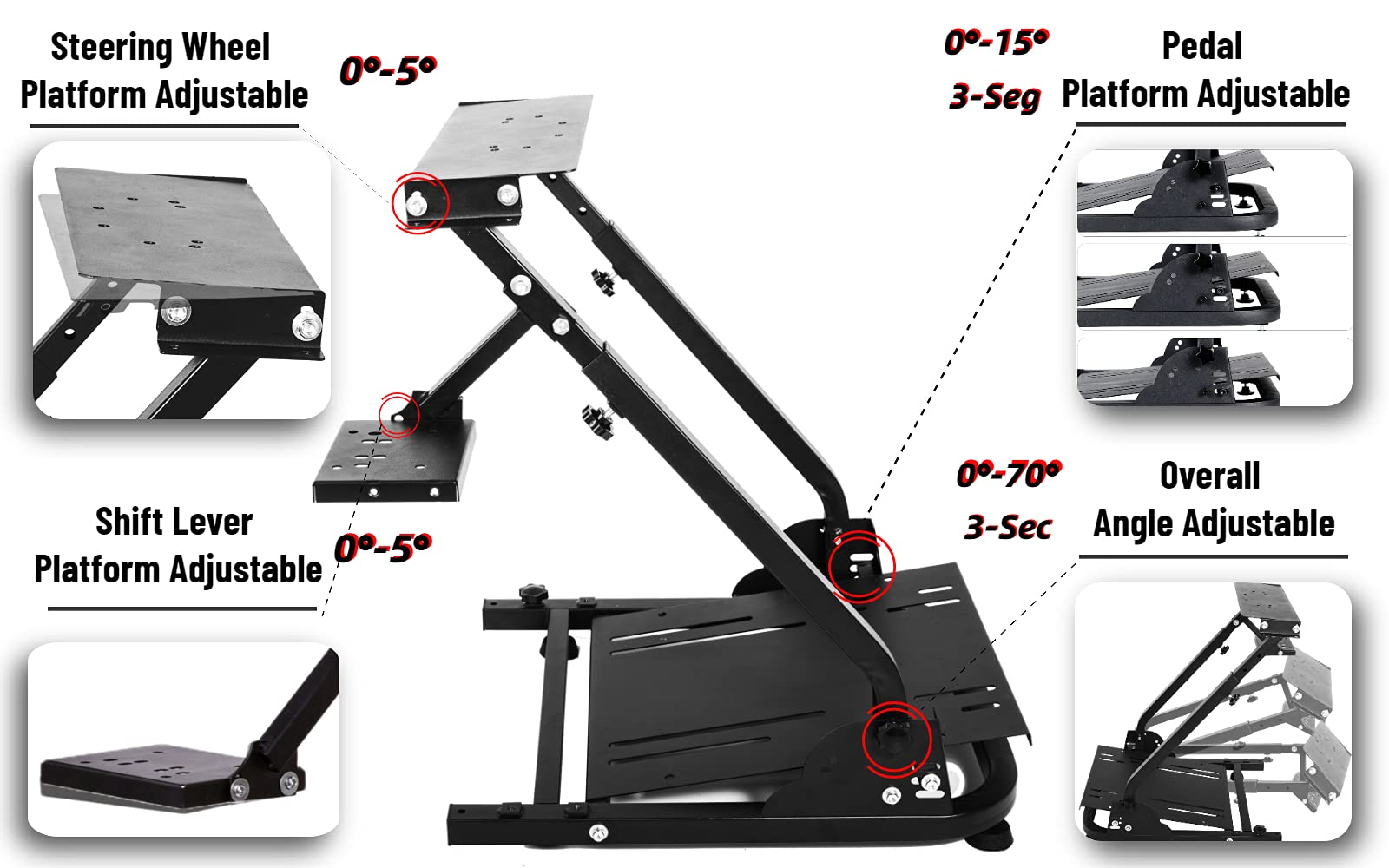 Minneer Steering Racing Wheel Stand Fit for Logitech G25, G29, G920, G923, Thrustmaster TMX, t80, Fanatec, PS4, PC Gaming Simulator Cockpit Wheel, Pedal & Shifters Not Included