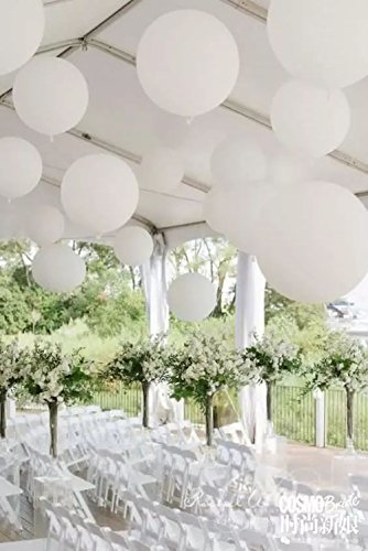 Giant Balloons 36-Inch White Balloons (Premium Helium Quality) Pkg/6, for Birthdays Wedding Photo Shoot and Festivals Christmas and Event Decorations