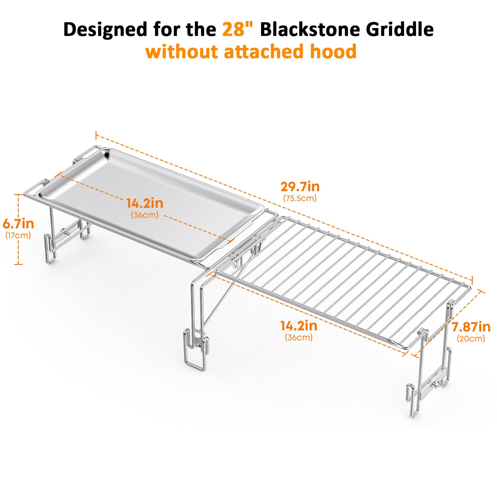 Stanbroil Griddle Warming Rack and Tray for 28" Blackstone Griddle - Foldable Cooking Grate BBQ Accessories Compatible with 28" Blackstone Griddle (Not Work with Hood)