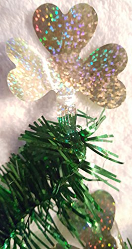 2 St. Patrick’s Green Tinsel 9-Ft Garlands with GOLD Shamrocks, Total 18 Ft