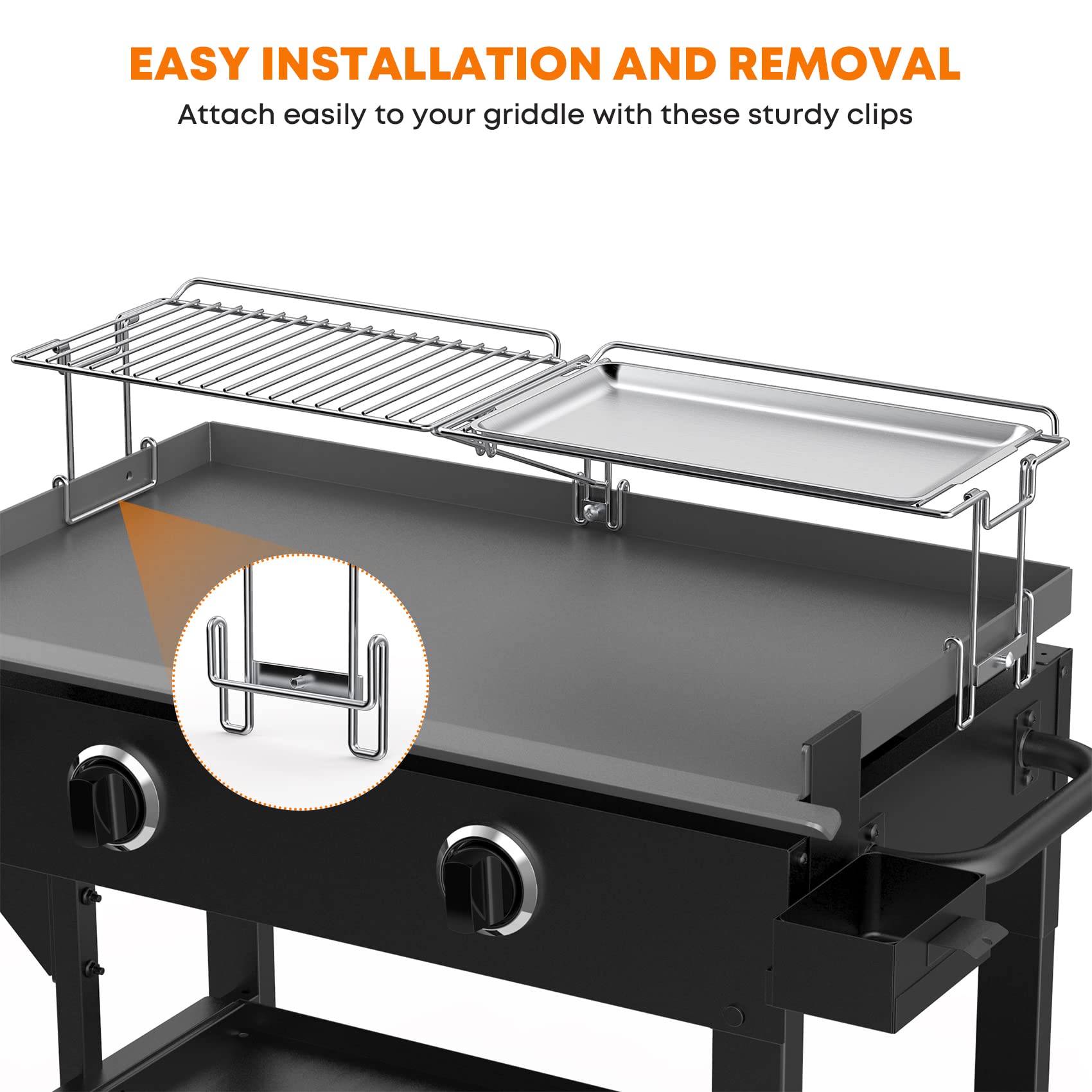 Stanbroil Griddle Warming Rack and Tray for 28" Blackstone Griddle - Foldable Cooking Grate BBQ Accessories Compatible with 28" Blackstone Griddle (Not Work with Hood)