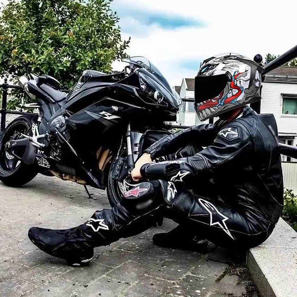 BDTOT Bluetooth Motorcycle Helmet, Full Face Flip Up, DOT Approved, Tail Wing Design, Noise Reduction, Anti-Fog Double Visor, Compatible with ATV, Color C