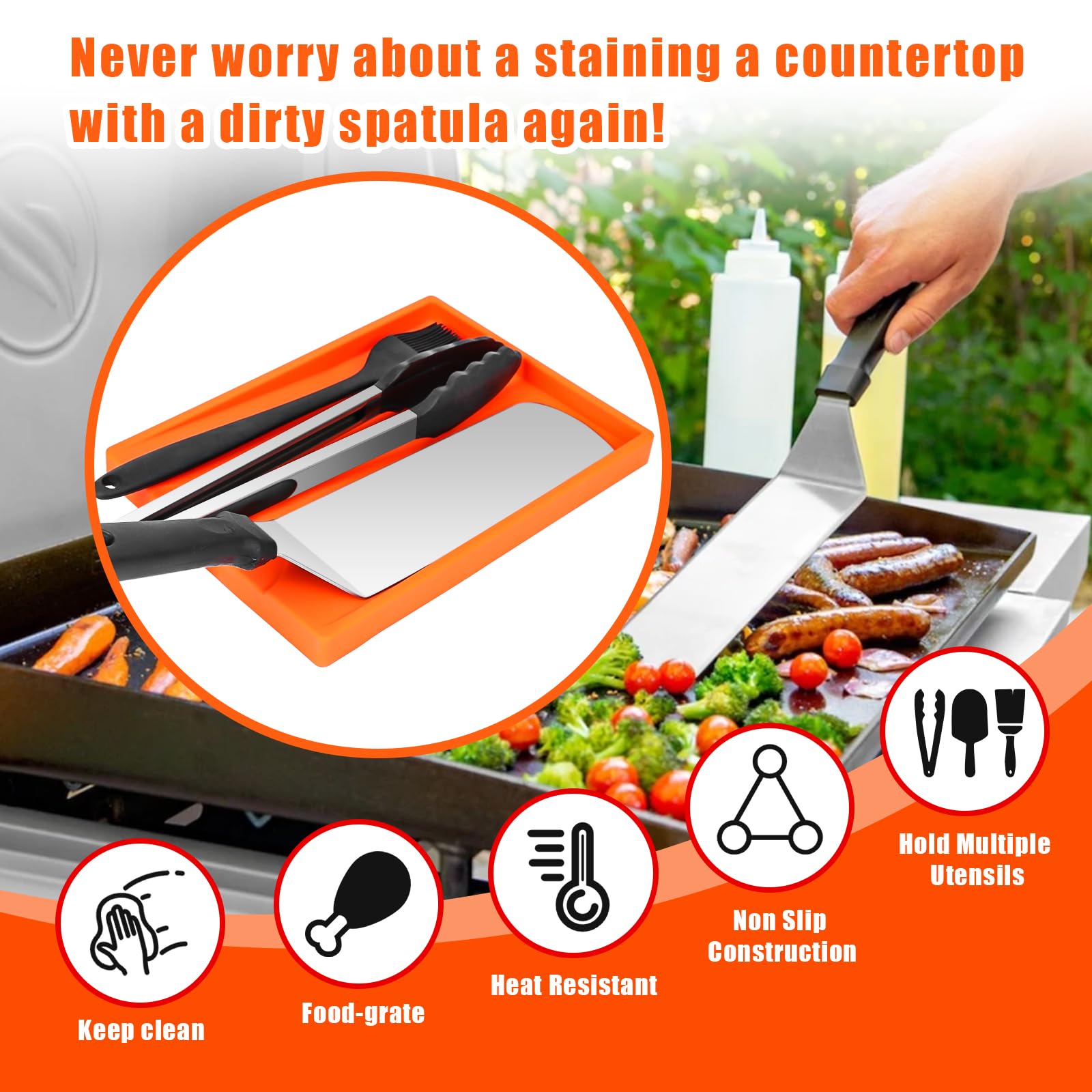 Utheer 28 Inch Silicone Griddle Mat & Spatula Mat for Blackstone Griddle, Heavy Duty Food Grade Silicone Griddle Mat, All Season Cooking Protective Griddle Grill Cover,28 Inch Blackstone griddle cover
