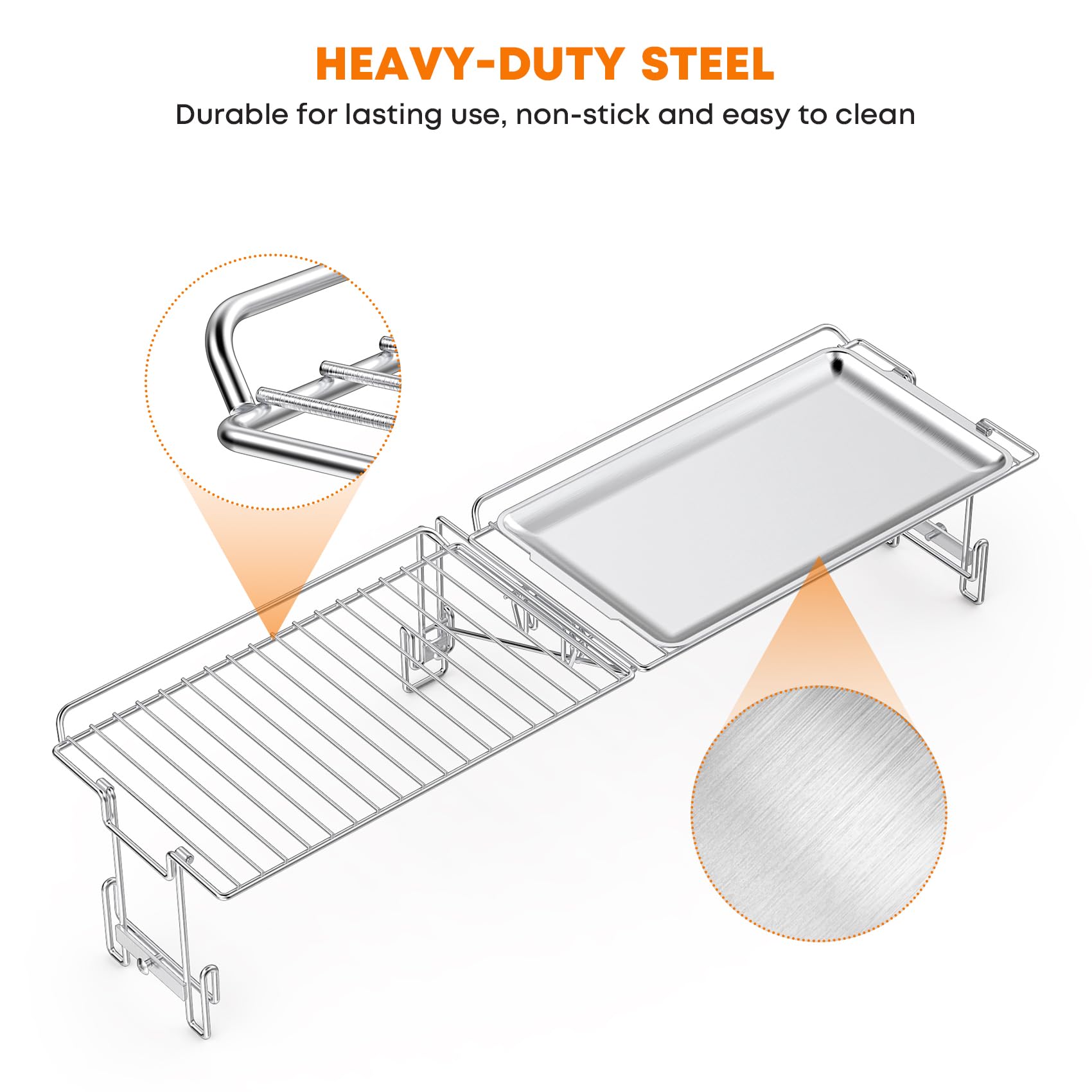Stanbroil Griddle Warming Rack and Tray for 28" Blackstone Griddle - Foldable Cooking Grate BBQ Accessories Compatible with 28" Blackstone Griddle (Not Work with Hood)