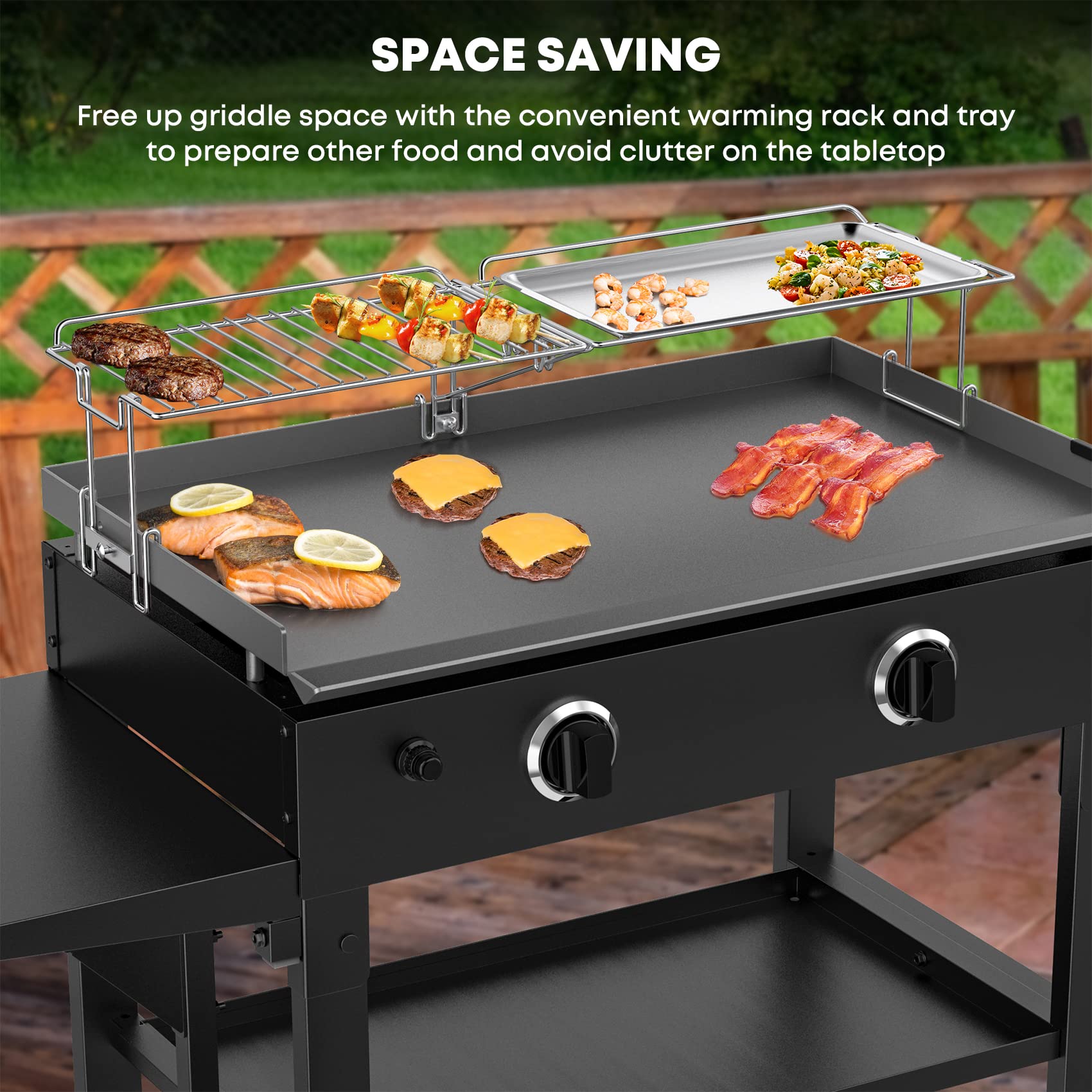 Stanbroil Griddle Warming Rack and Tray for 28" Blackstone Griddle - Foldable Cooking Grate BBQ Accessories Compatible with 28" Blackstone Griddle (Not Work with Hood)