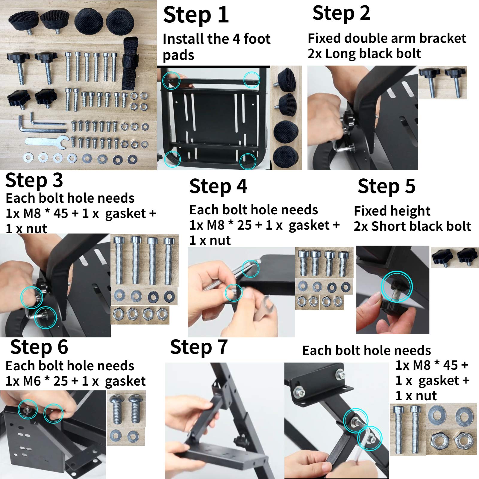 Minneer Steering Racing Wheel Stand Fit for Logitech G25, G29, G920, G923, Thrustmaster TMX, t80, Fanatec, PS4, PC Gaming Simulator Cockpit Wheel, Pedal & Shifters Not Included
